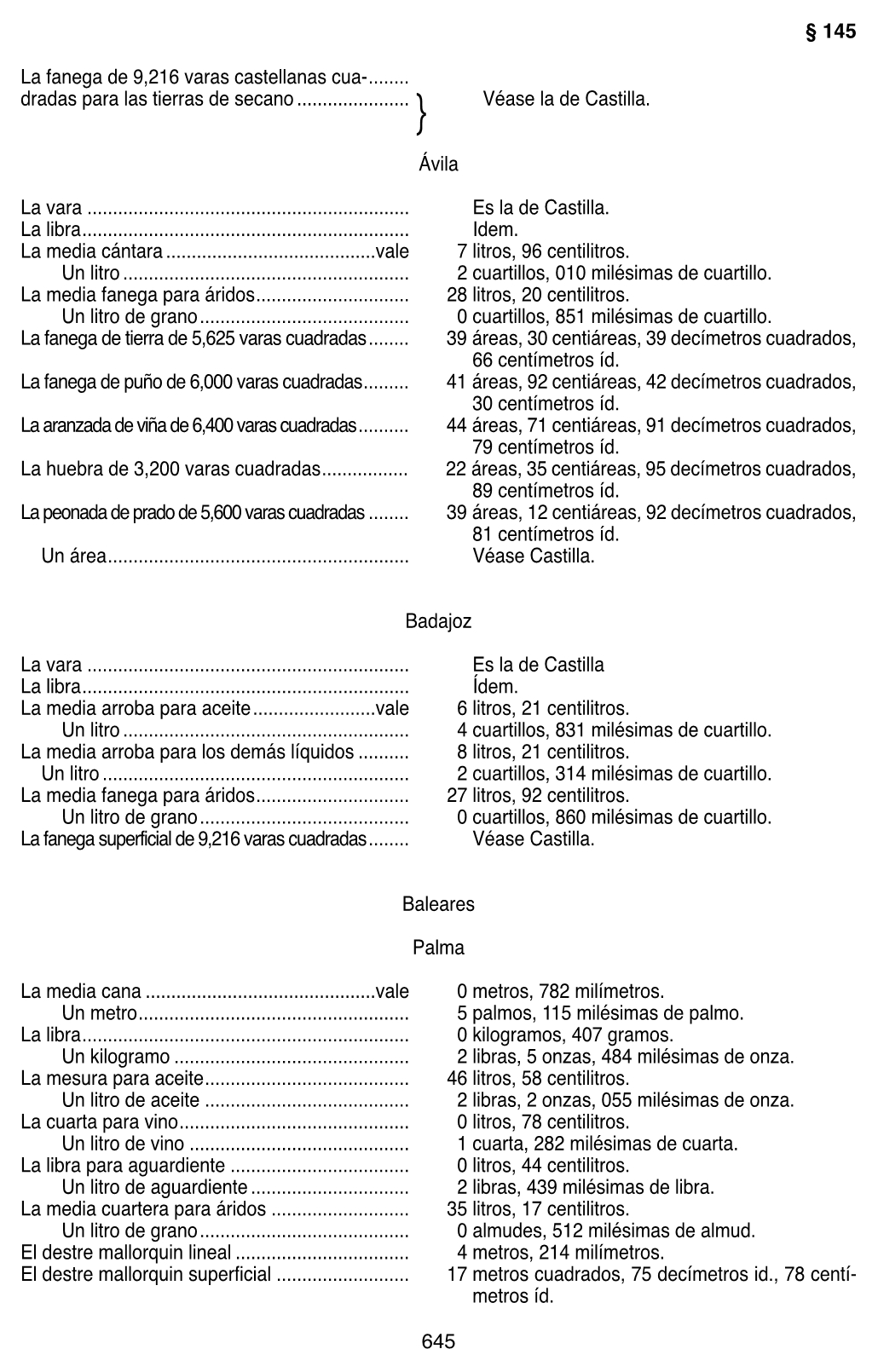 Correspondencia entre unidades tradicionales y el sistema métrico ...